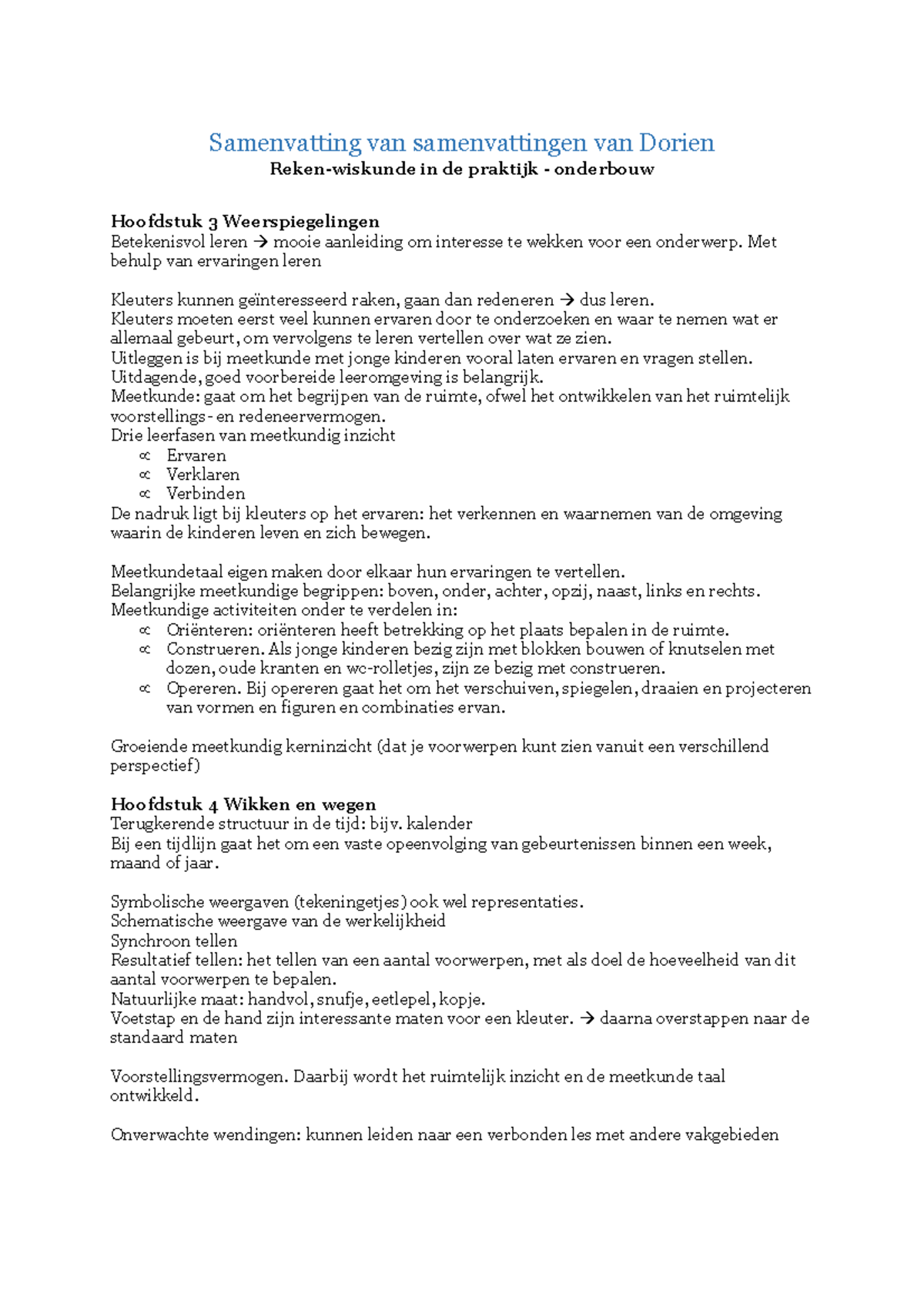 Samenvatting van samenvattingen van Dorien - Samenvatting van ...