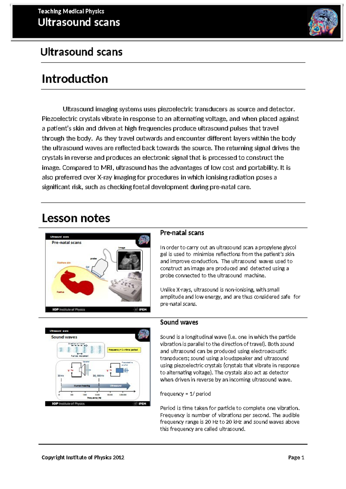 Ultrasound scans notes - Teaching Medical Physics Ultrasound scans ...