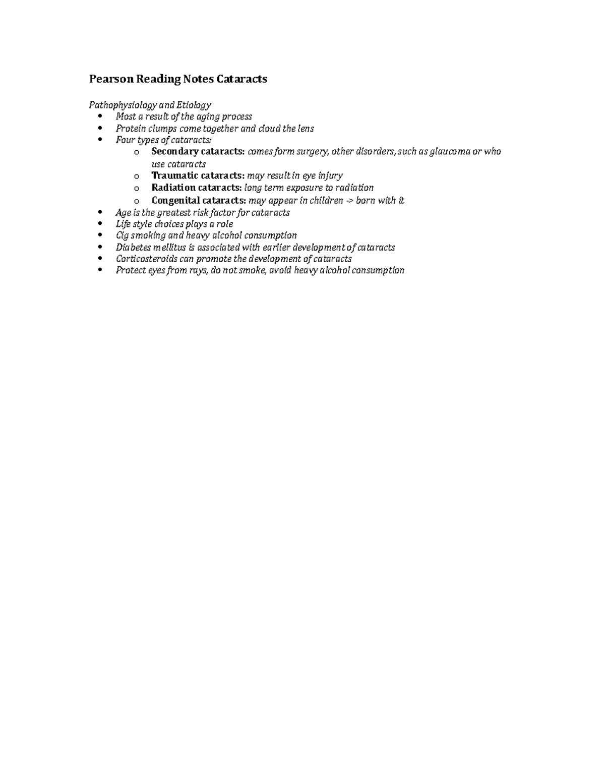 Pearson Reading Notes Cataracts - Pearson Reading Notes Cataracts ...