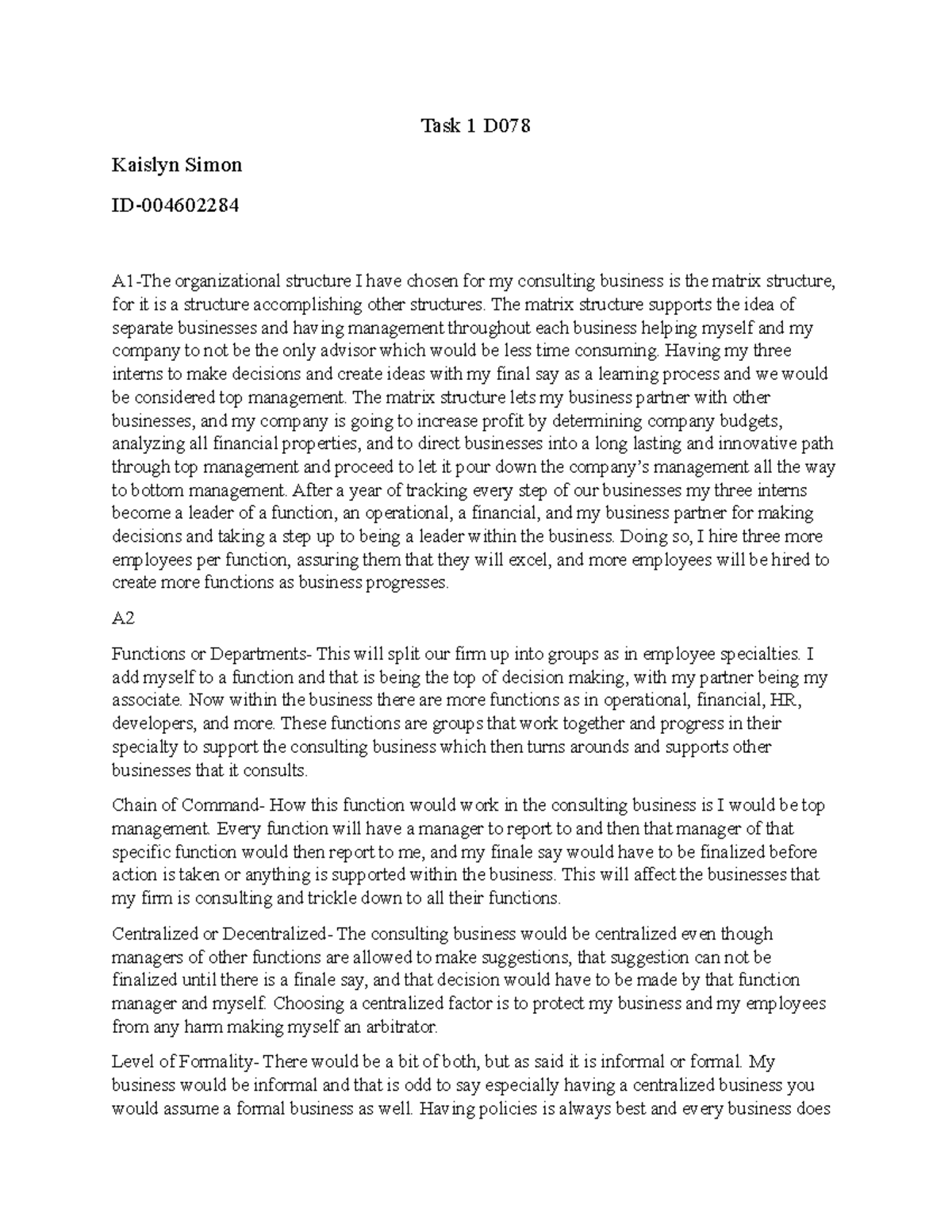 Task 1 D078 Finished - Passed Essay for English comp 1 - Task 1 D ...