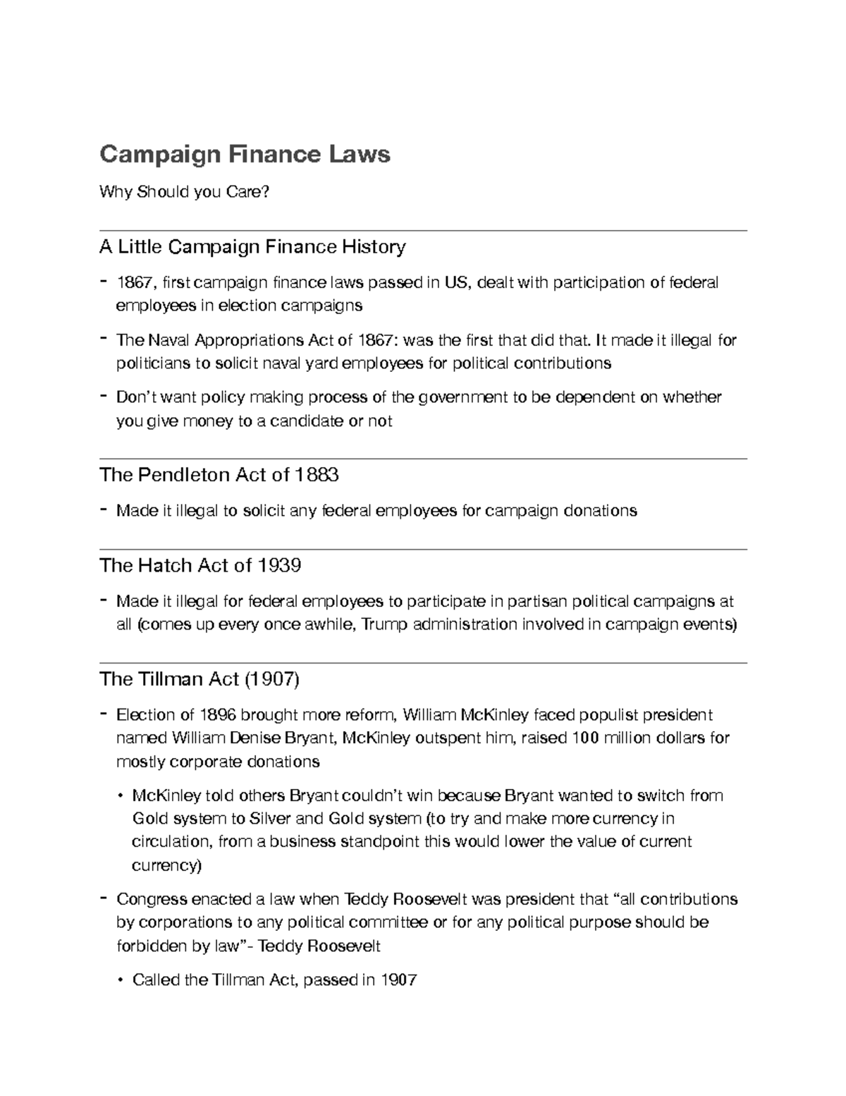 Campaign Finance Laws Notes - Campaign Finance Laws Why Should you Care ...