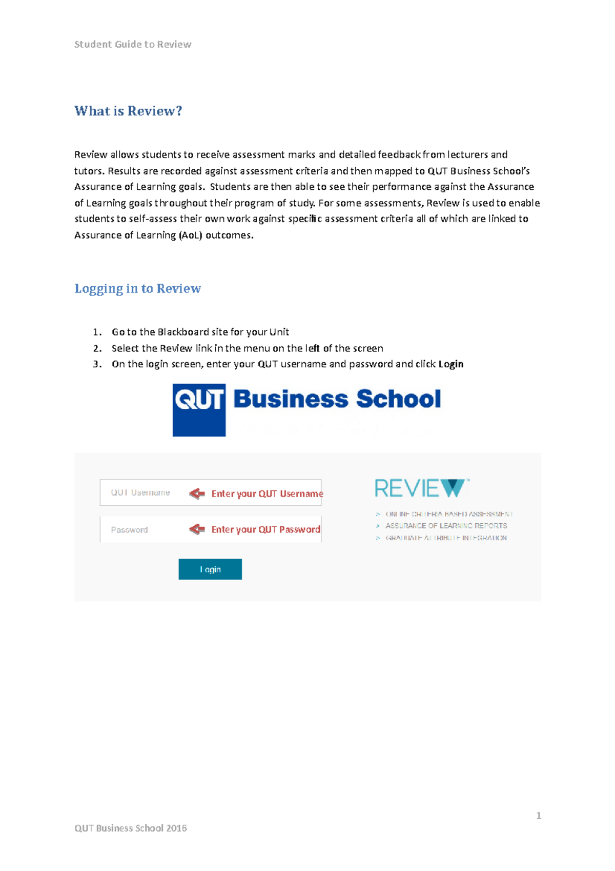 Student Guide to Review v2 - What is Review? Review allows students to ...
