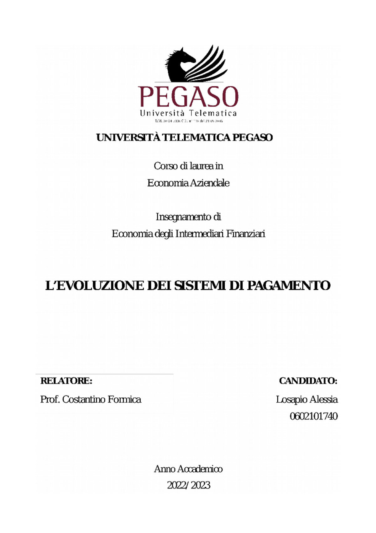 Losapio - TESI 2 - Esempio tesi - INDICE CAPITOLO - Studocu
