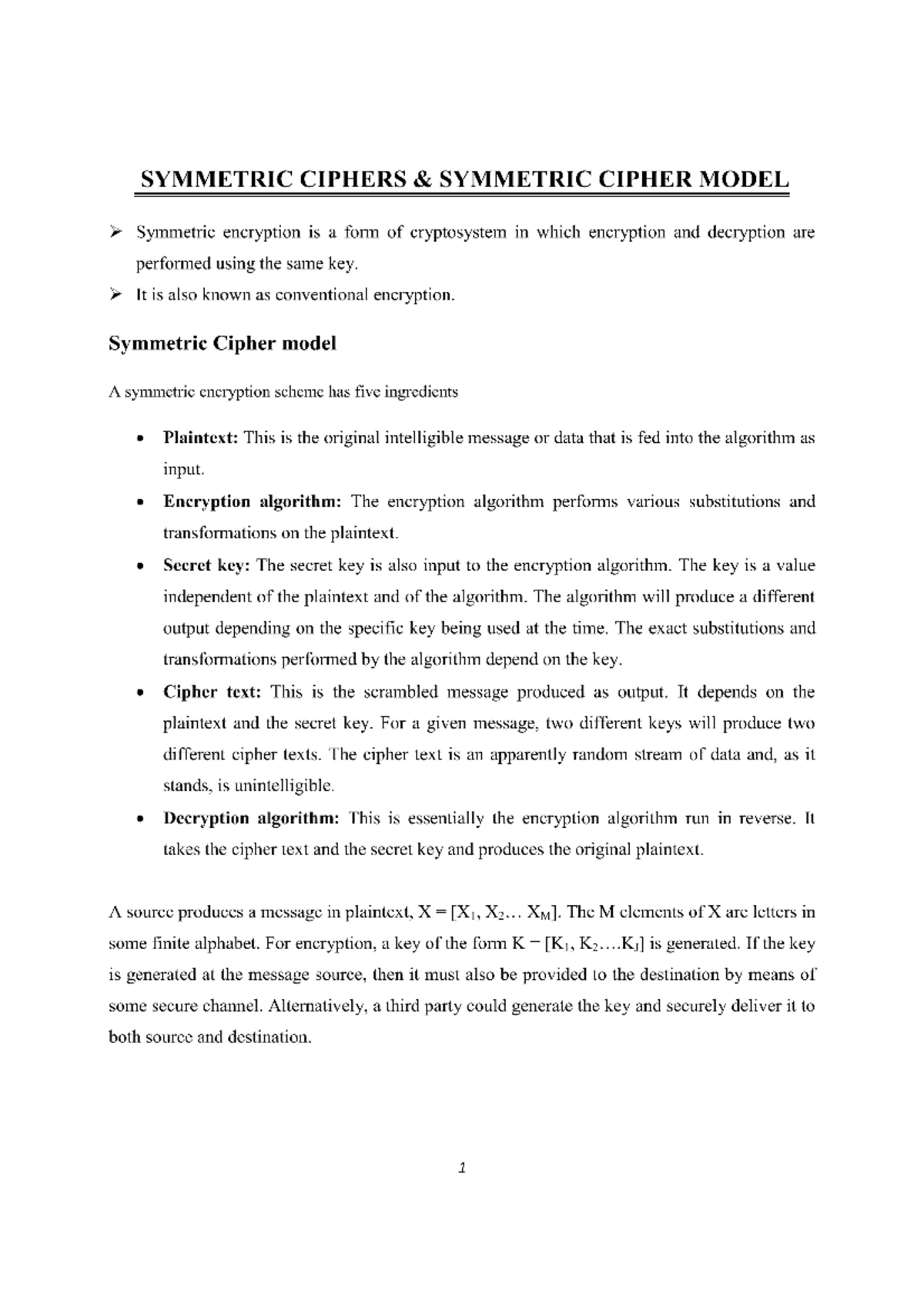 Symmetric ciphers and symmetric cipher model - Secure Communication ...