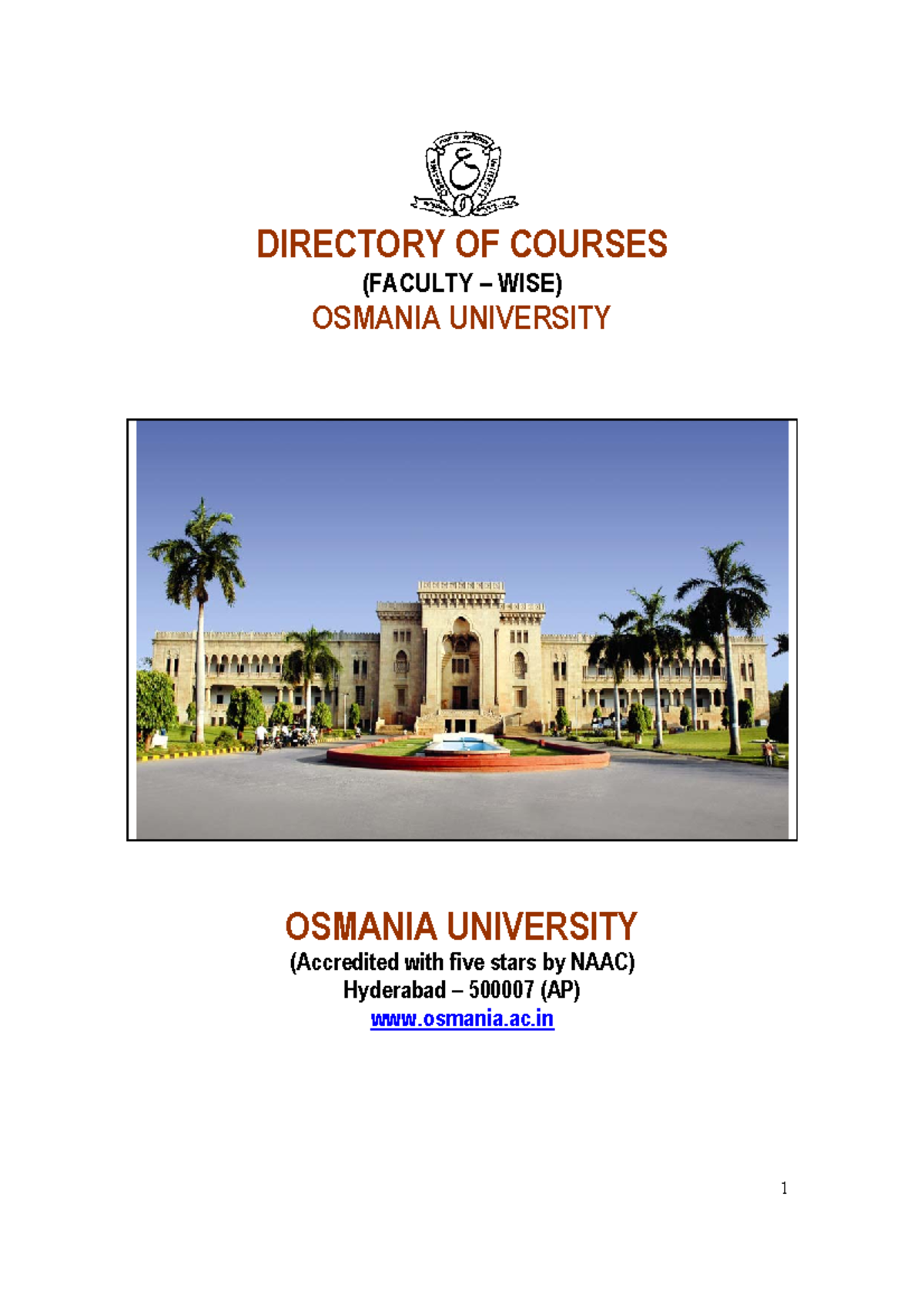 Courses 22008 - All - DIRECTORY OF COURSES (FACULTY – WISE) OSMANIA ...