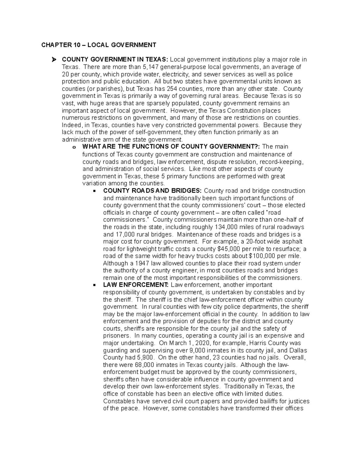 Chapter 10 Notes - CHAPTER 10 – LOCAL GOVERNMENT COUNTY GOVERNMENT IN ...