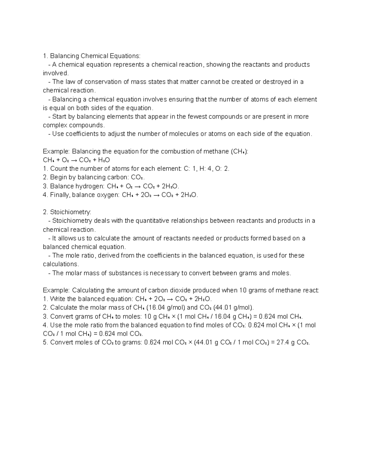 Easy Notes - Chemistry - Balancing Chemical Equations: A chemical ...