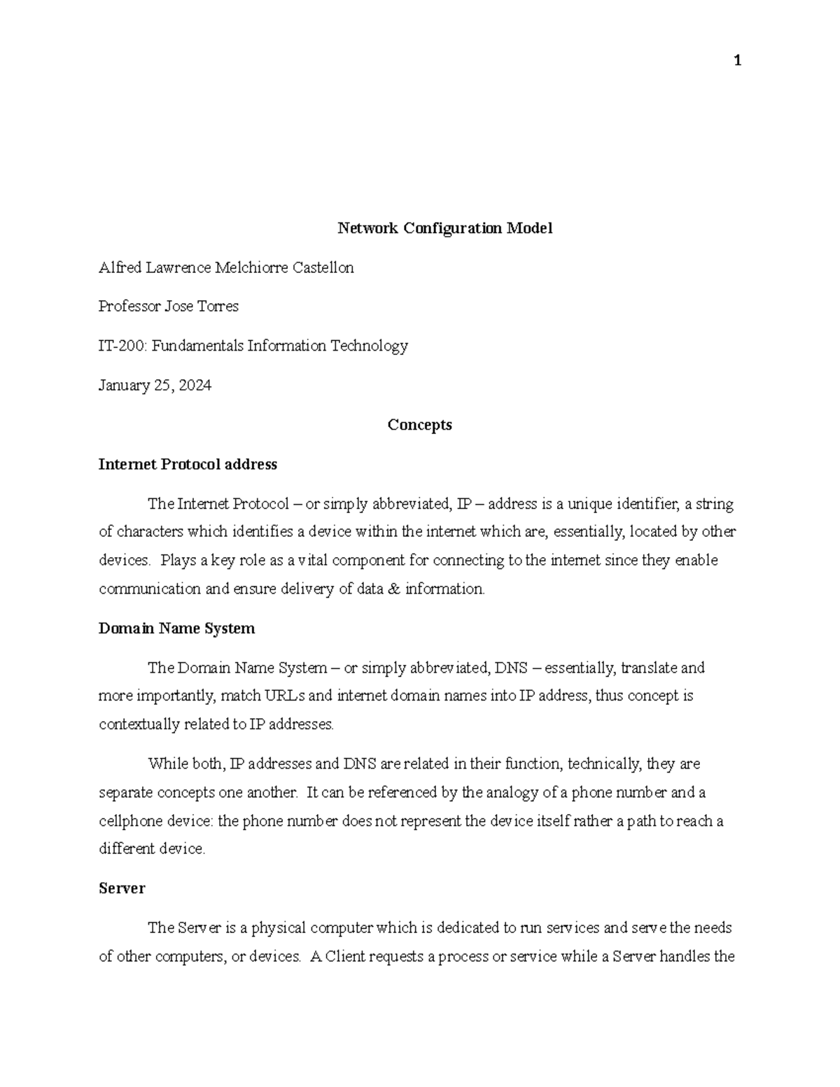 3-2 Assignment - Network Configuration Model - Network Configuration Model Alfred Lawrence - Studocu
