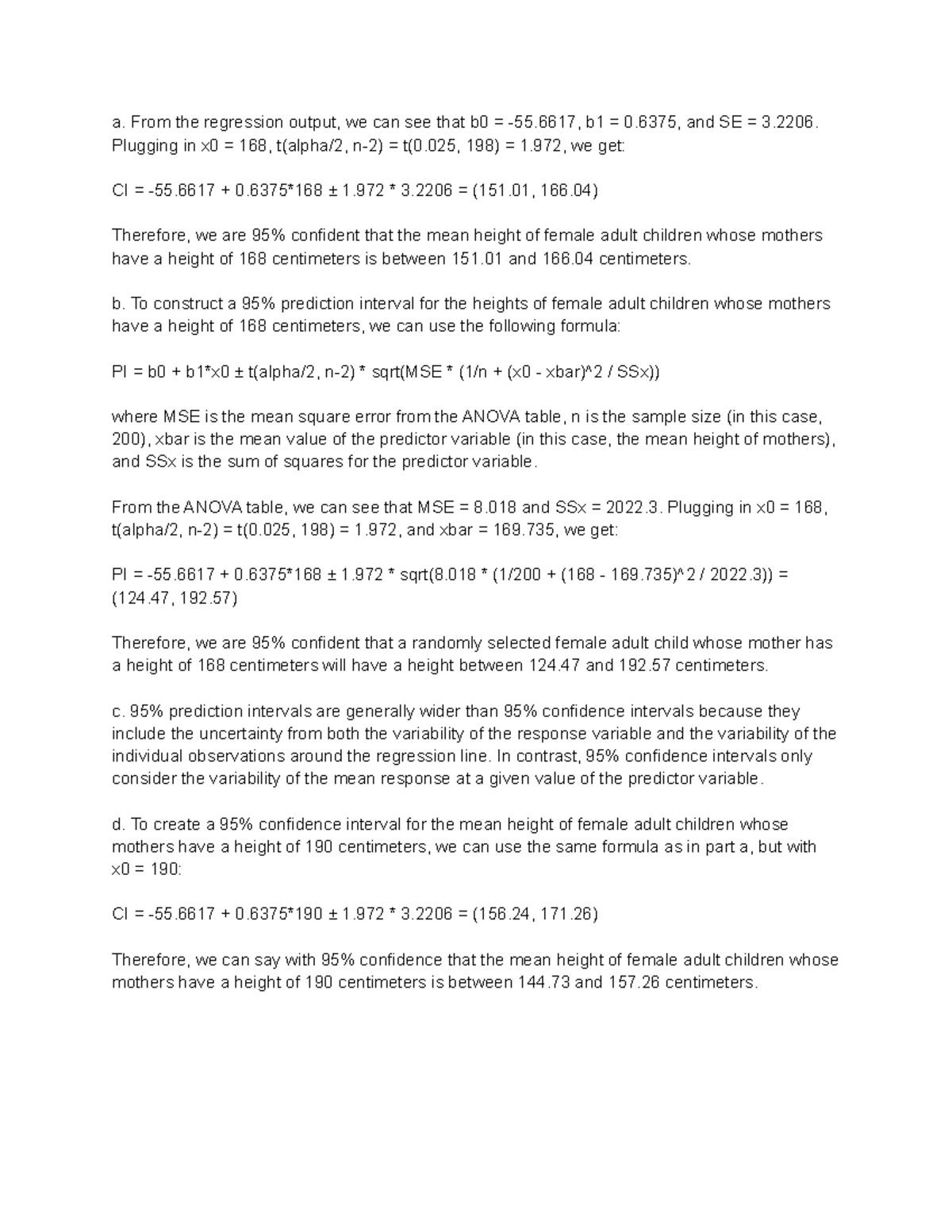 Quiz Skill 2C for MA214 - a. From the regression output, we can see ...