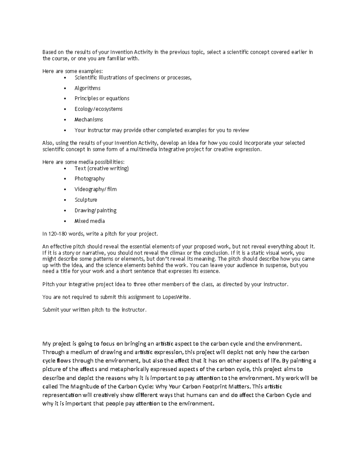 Project pitch for the end of the year project - Based on the results of ...