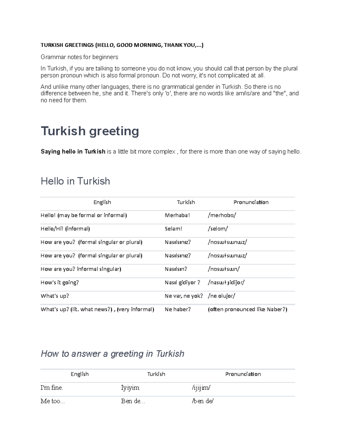 Turkish Greetings for non speakers great - ####### TURKISH GREETINGS ...