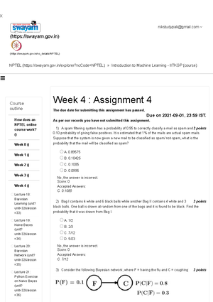 Introduction to Machine Learning - Iitkgp - Unit 5 - Week 3 - X NPTEL ...