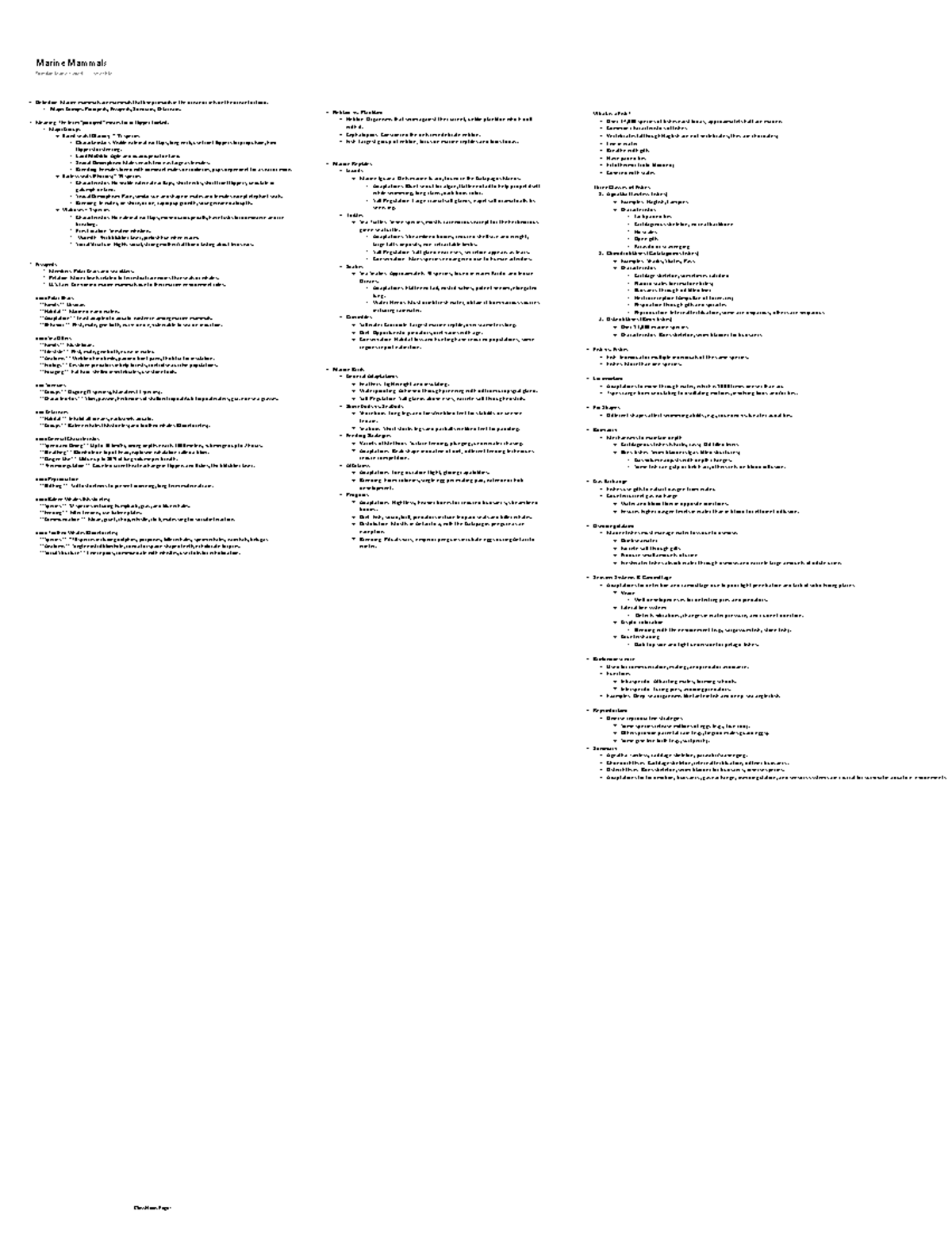 Marine Bio Notes Marine Animals - Definition: Marine mammals are ...