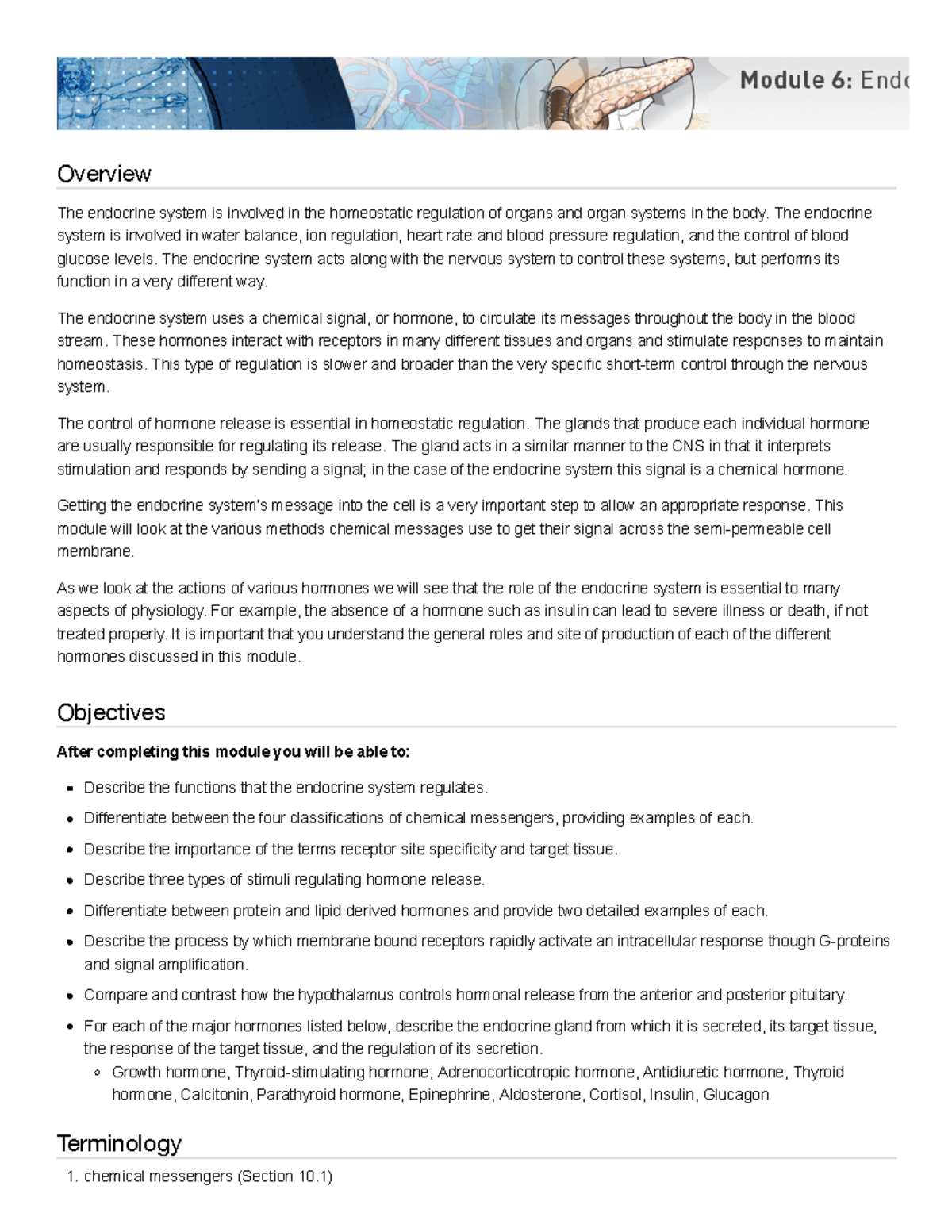 Module 6 Endocrine System Physiology BPK105 C100 Fundamentals of Human ...