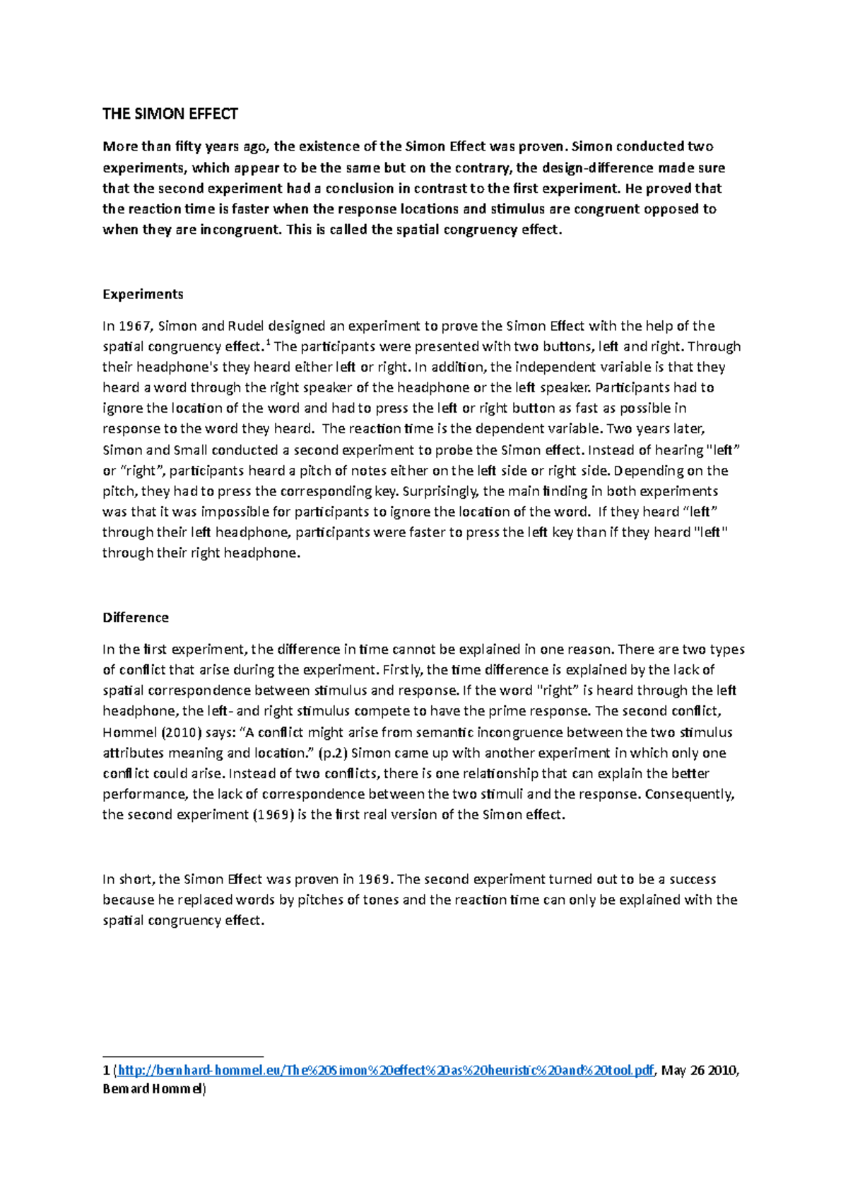 Simon Effect writing skills assignment 2 - THE SIMON EFFECT More than fifty years ago, the ...