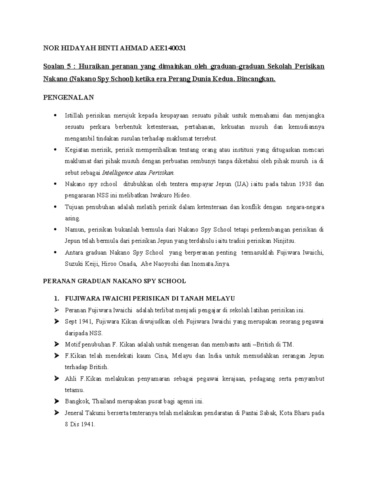 Soalan 5 Handout Sejarah Perisikan - NOR HIDAYAH BINTI AHMAD AEE Soalan ...