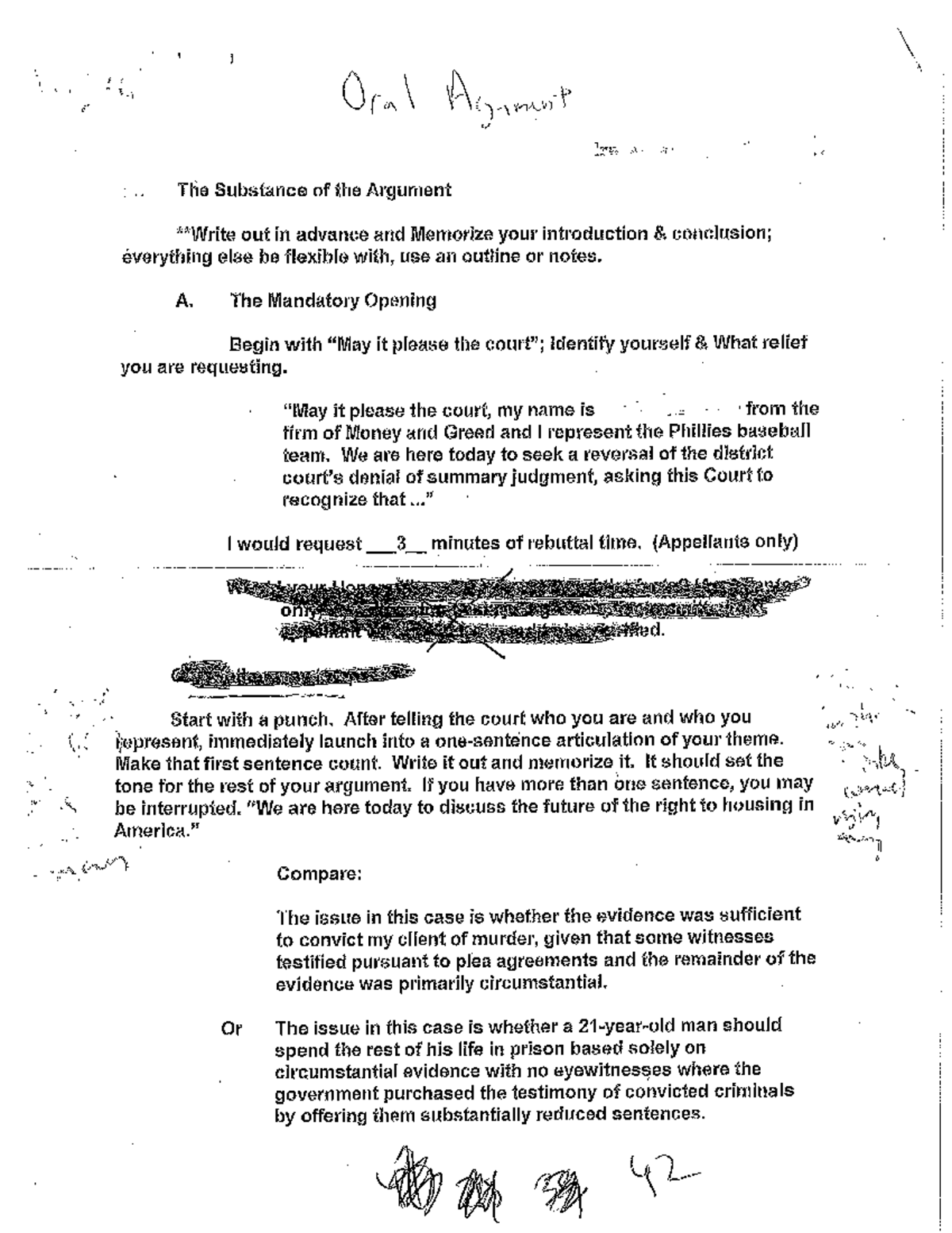 Oral Argument Tips - oe a Ora eam if The Substance of the Argument out ...