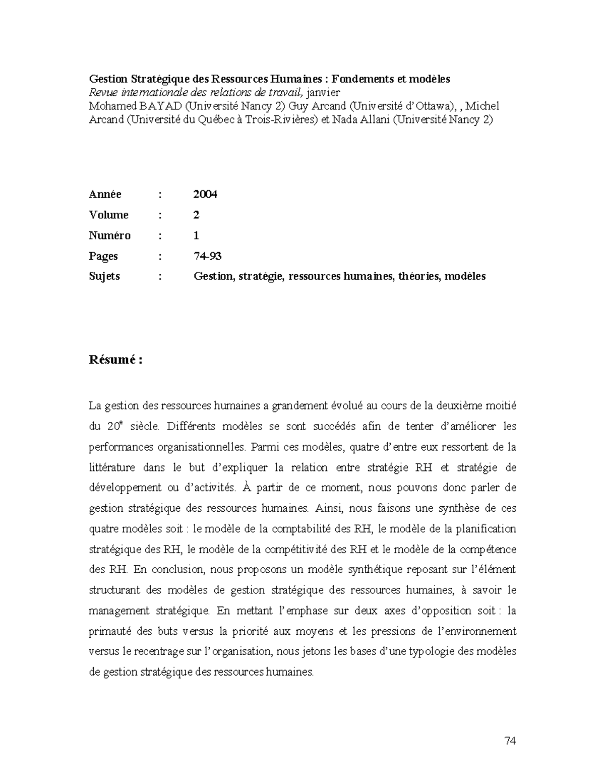 Modele GSRH - compta appro - Gestion Stratégique des Ressources ...