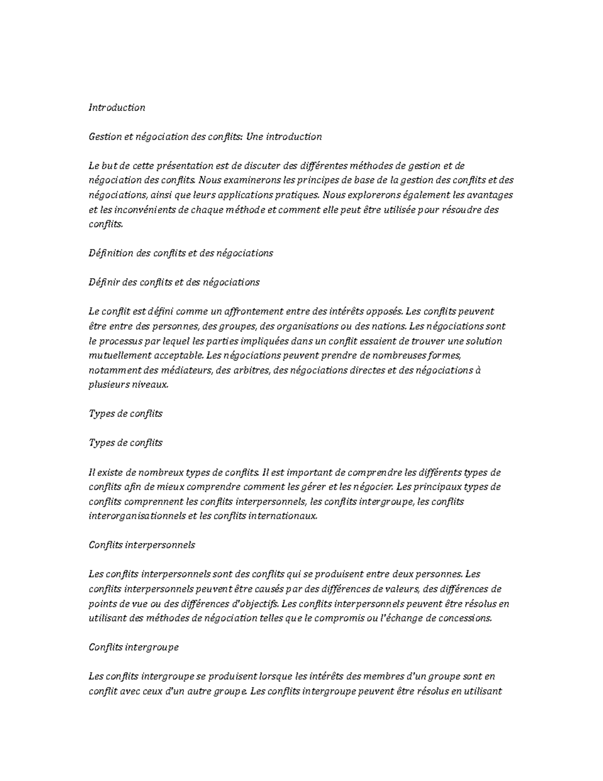 Conflict Management and Negotiation note study - Introduction Gestion ...