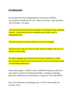 Biology Notes - Biology- Etymology, Image, Branches And Theory - Studocu