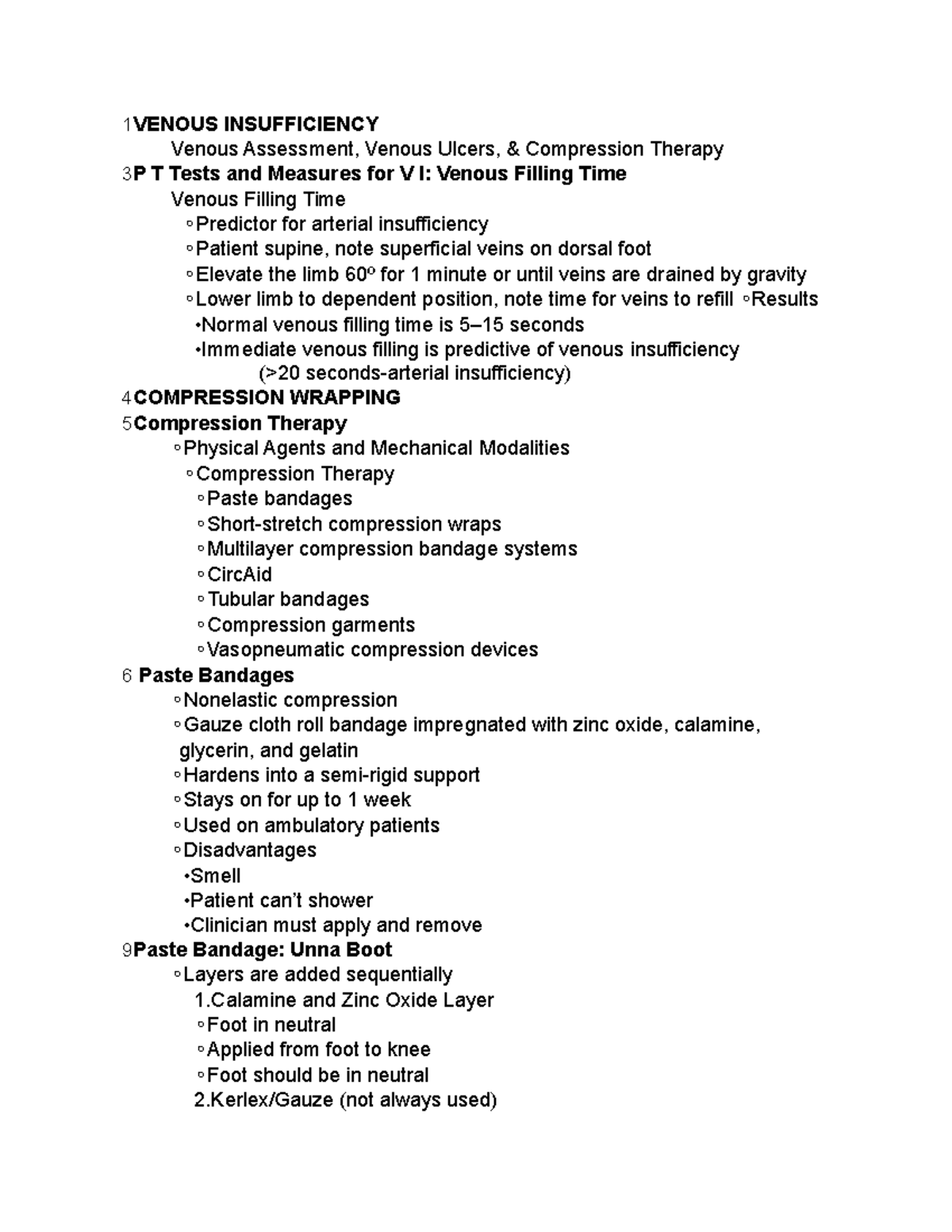Venous Insufficiency Lab Notes - 1 VENOUS INSUFFICIENCY Venous ...