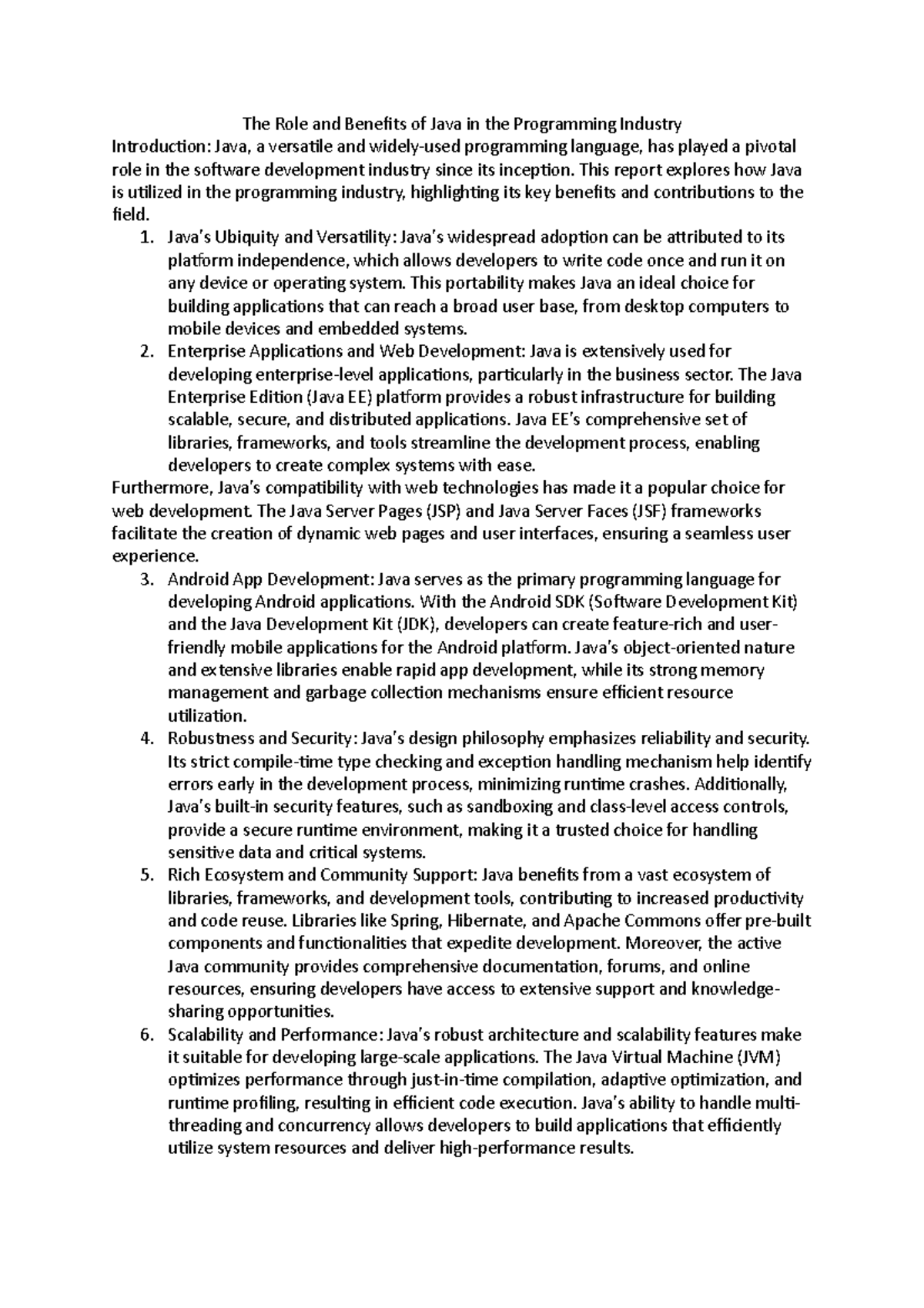 The Role and Benefits of Java in the Programming Industry - The Role ...