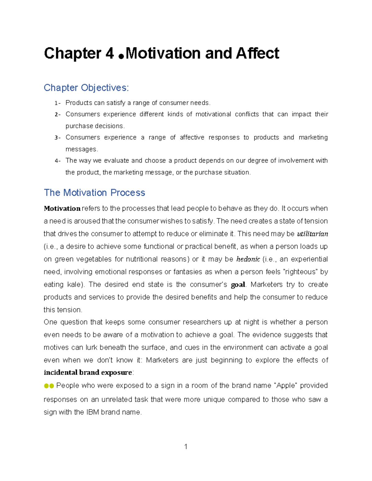 Chapter 4 Motivation and Affect - Chapter 4 Motivation and Affect ...