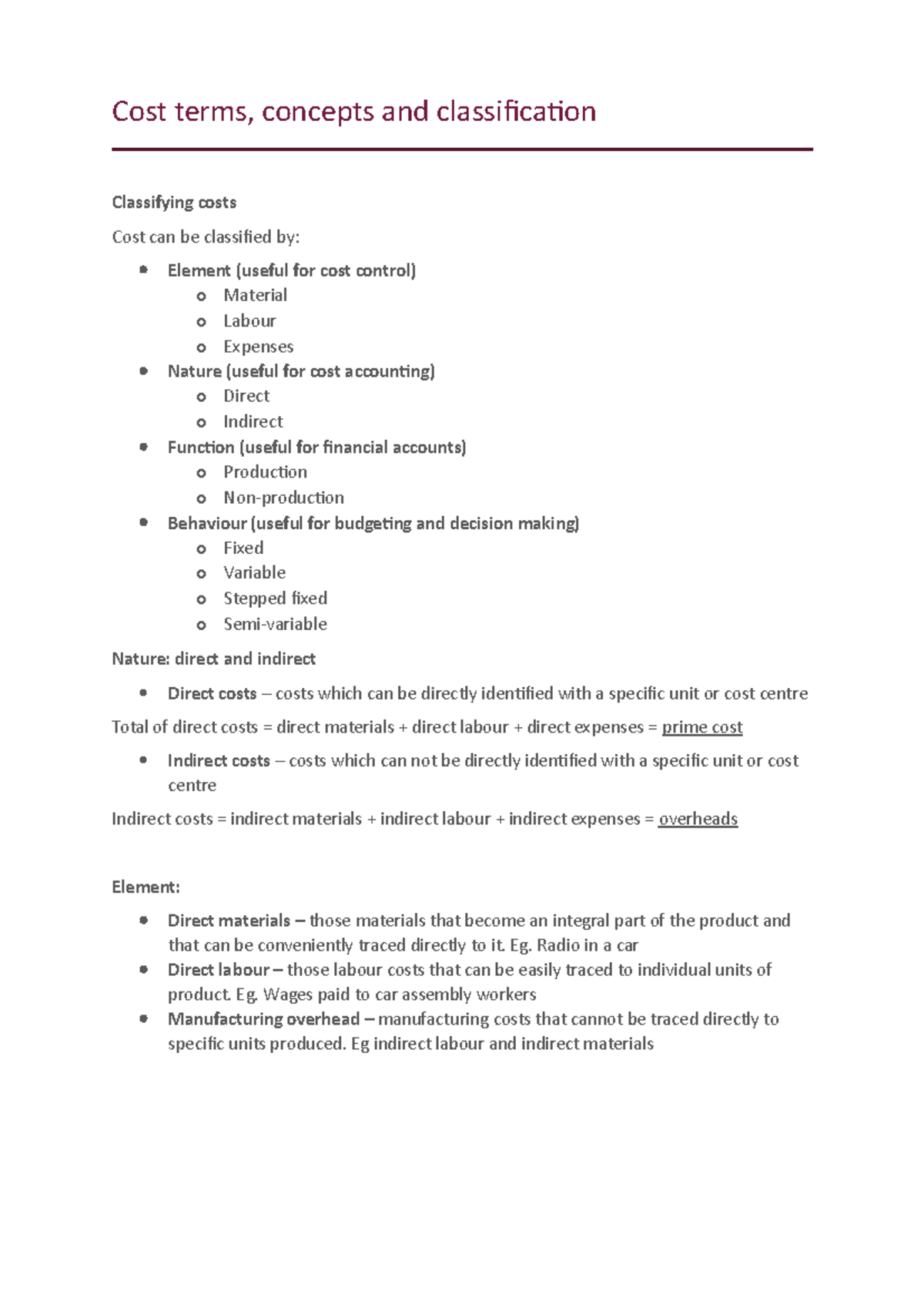Cost terms 10th nov 2020 - Cost terms, concepts and classification ...