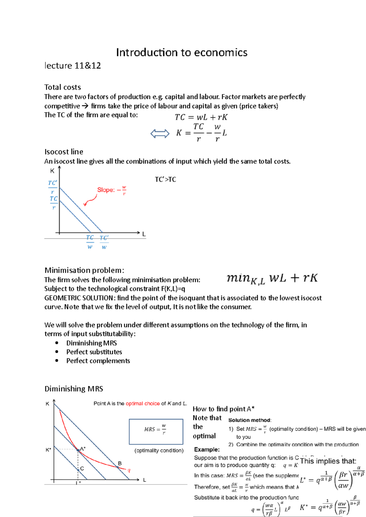Introduction to economics lecture 11&12 - Introduction to economics ...