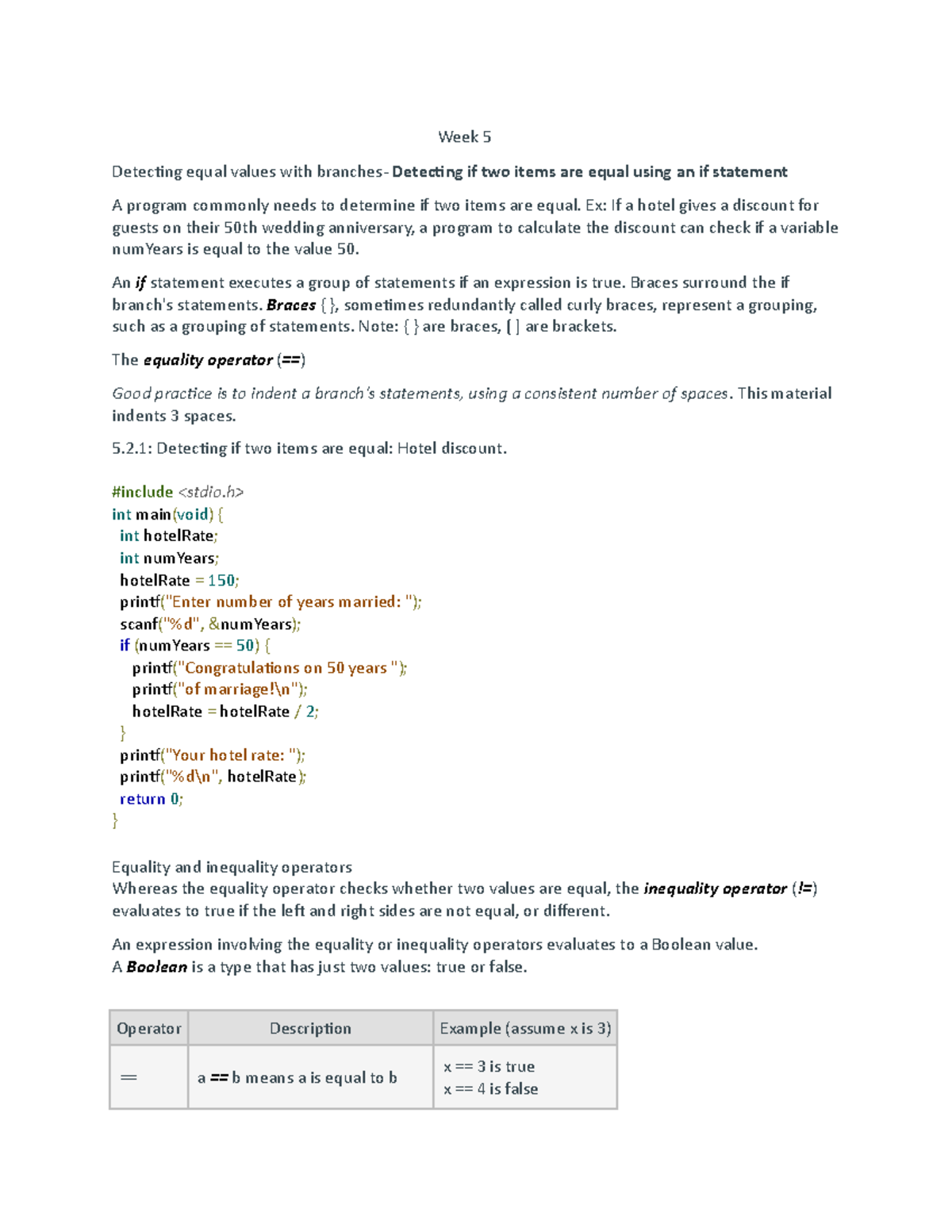 5 Prof Larry Snedden Week 5 Detecting Equal Values With Branches Detecting If Two Items 