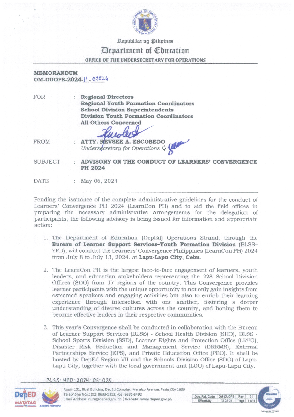 Advisory-on-the-Conduct-of-Learners-Convergence-PH-2024-05-025 - NG ...