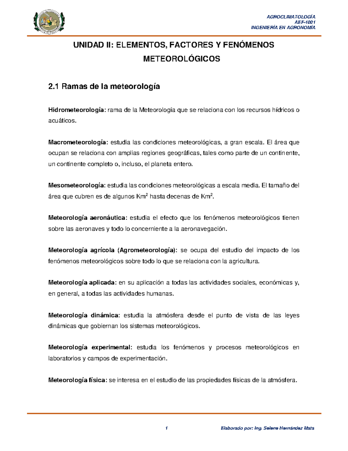 Unidad 2 De Agroclimatologia Studocu