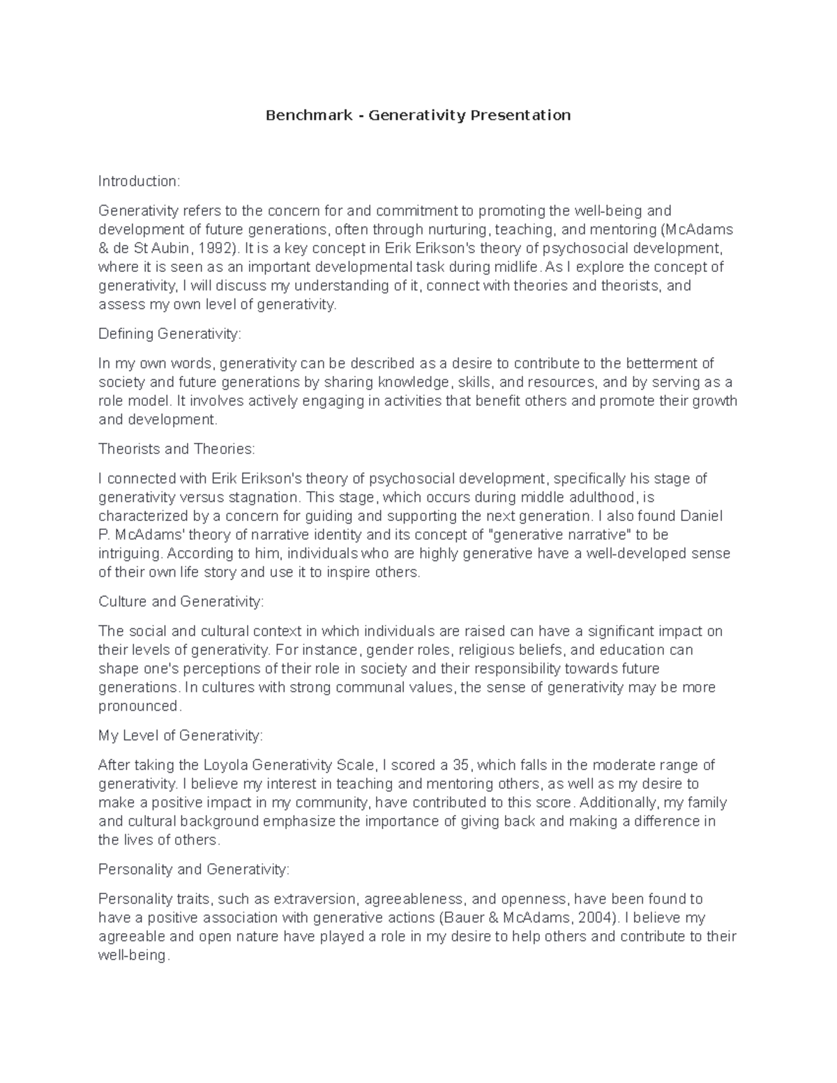 Benchmark - Generativity Presentation - Benchmark - Generativity ...