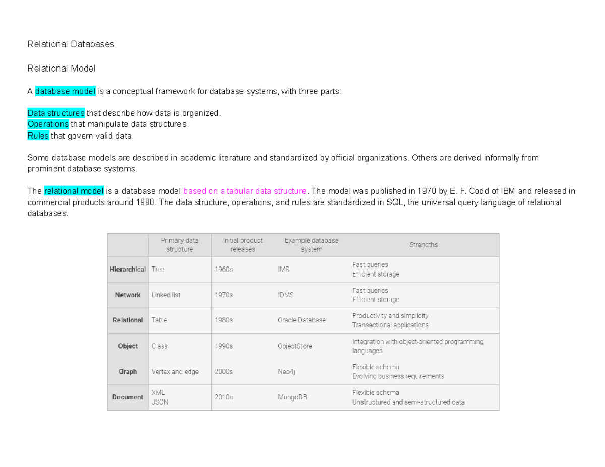 Relational Databases - These are notes that I've taken reading through ...