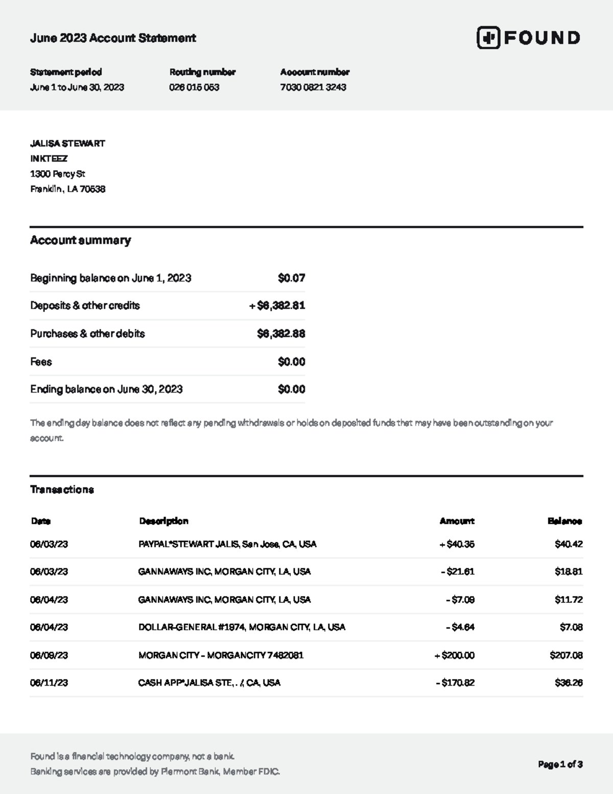 Found june 2023 6000 - Bank statements - June 2023 Account Statement ...