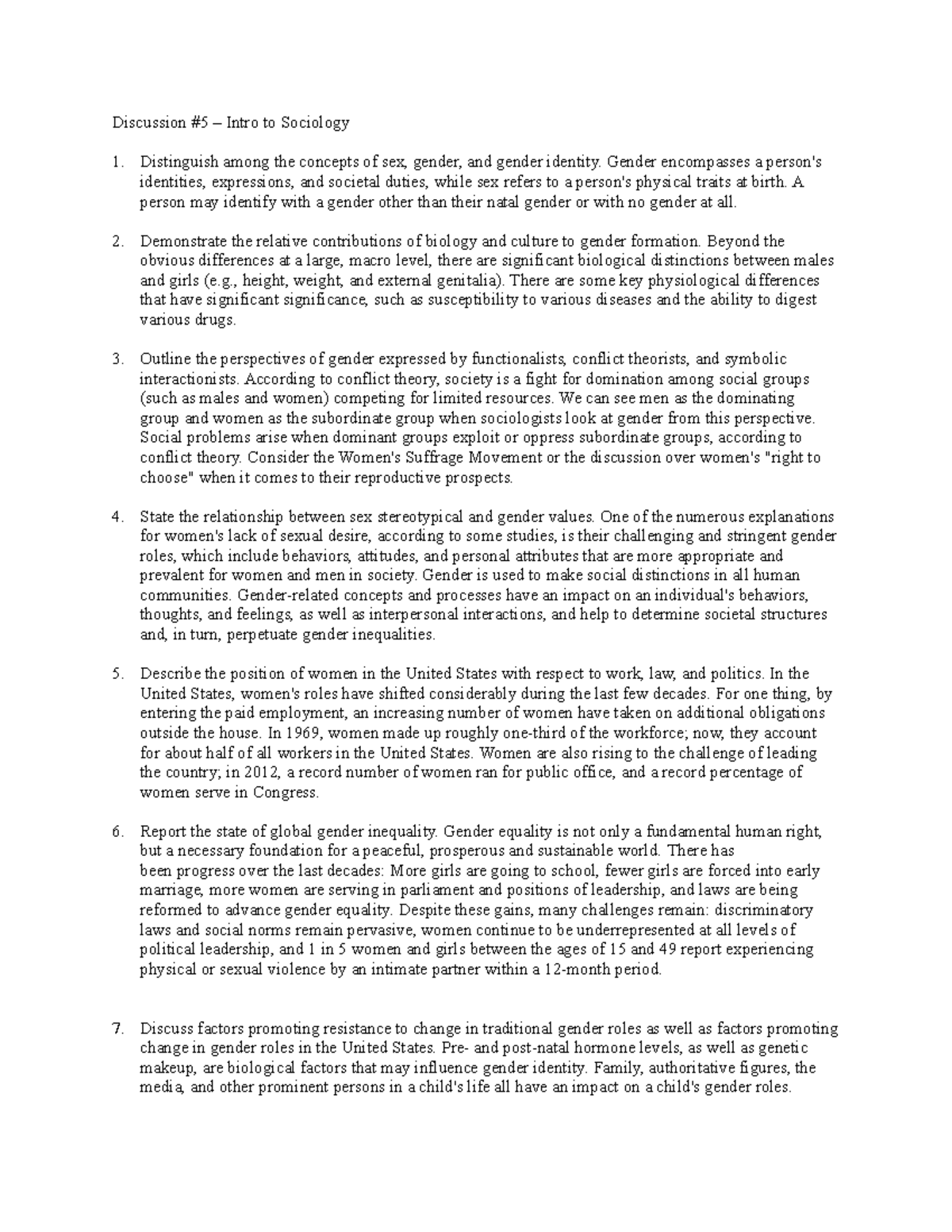 Discussion #5 - Intro to Sociology - Discussion #5 – Intro to Sociology ...