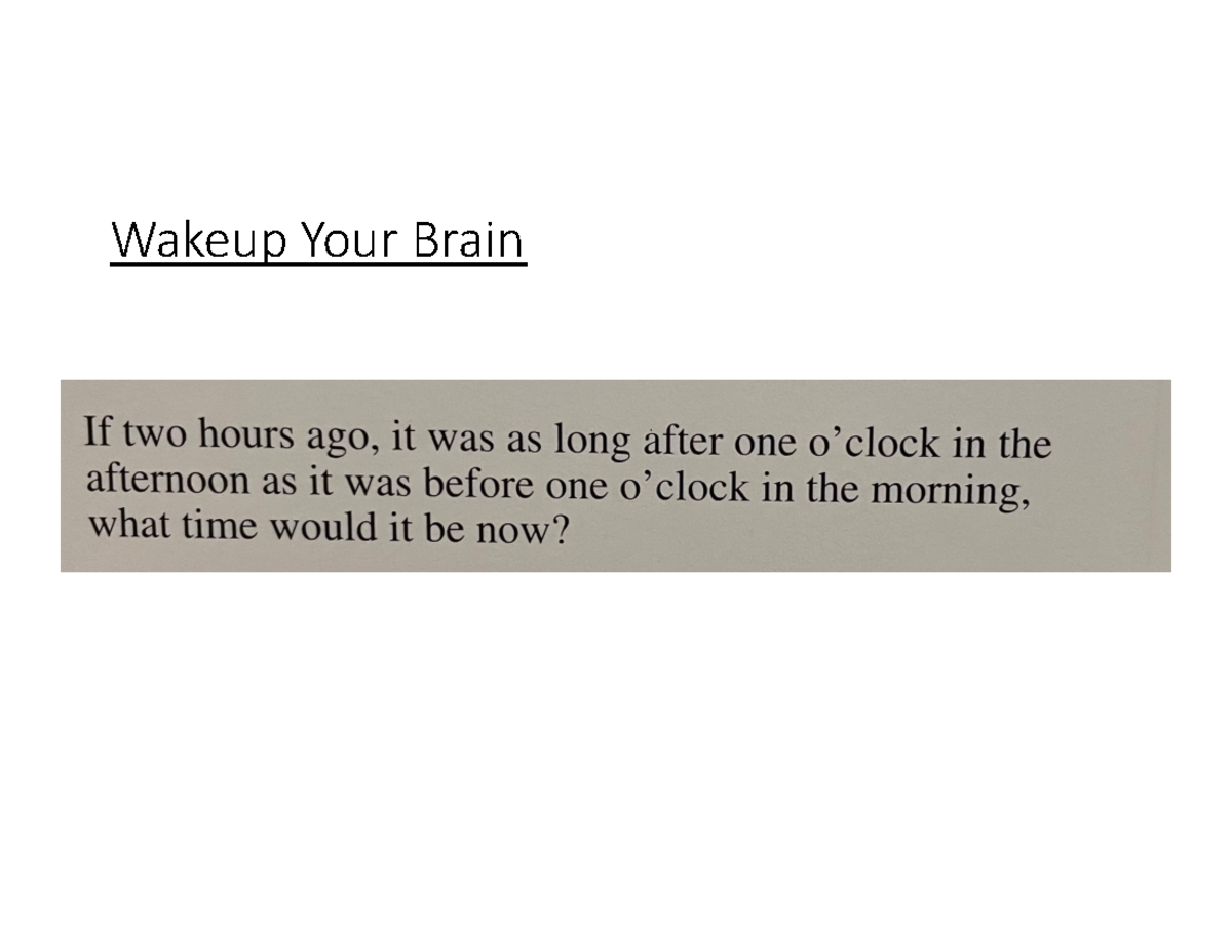 Lecture 6 Per Table 2 - Wakeup Your Brain Wakeup Your Brain 1pm 2 3 4 5 ...