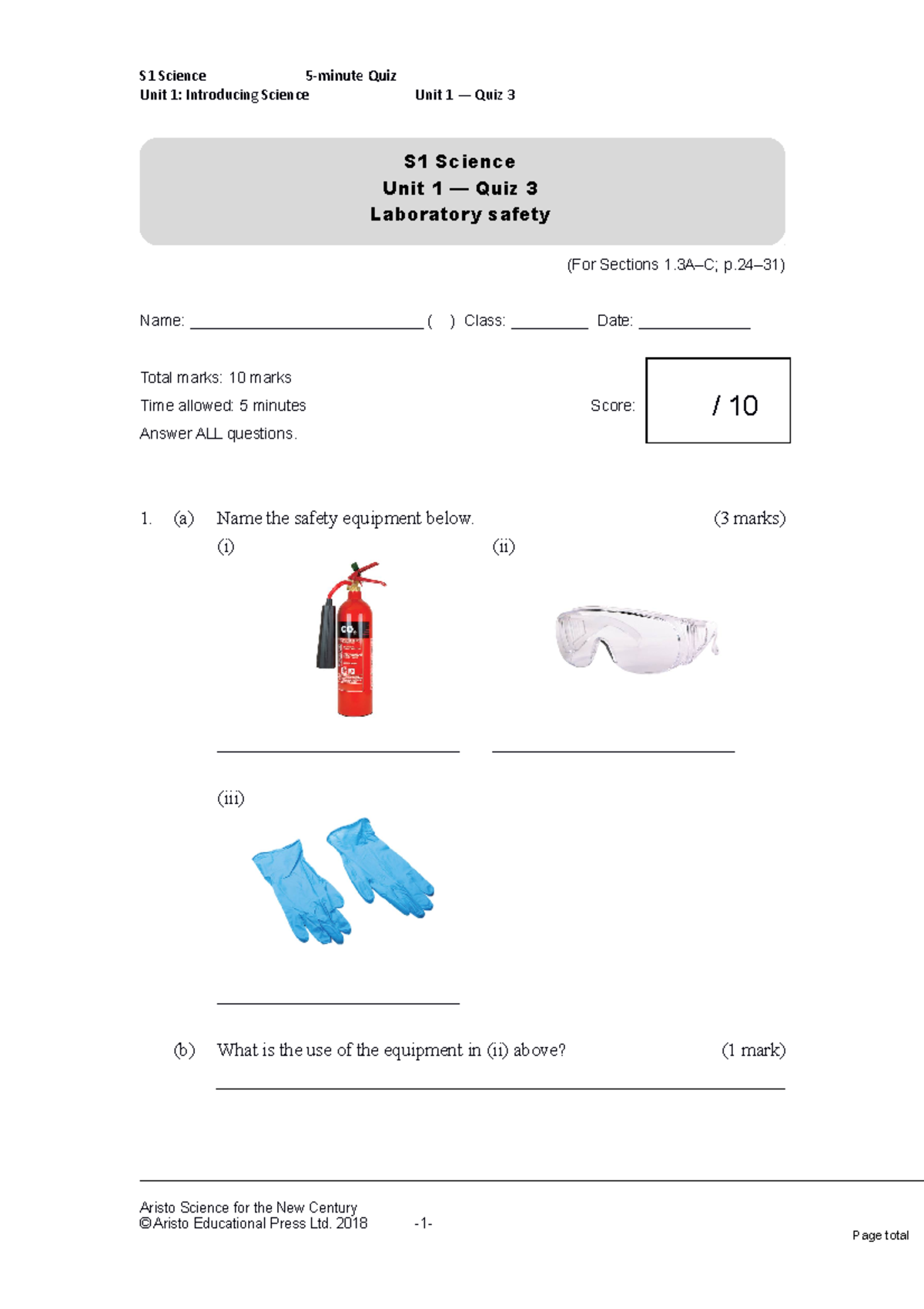 Scicent Quiz U1-3 final e - S1 Science 5-minute Quiz Unit 1 ...