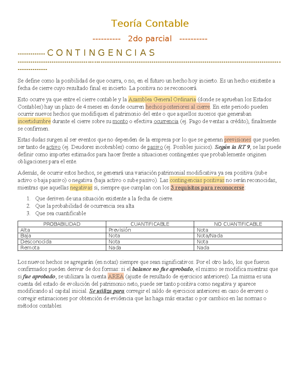 Resumen teorico - Teoria Contable / UBA - 2do parcial - Teoría Contable ...
