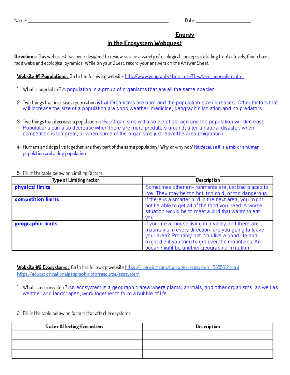 Za'kayvia Wilson-Hopkins - Energy in the Ecosystem Webquest 3 - Name ...
