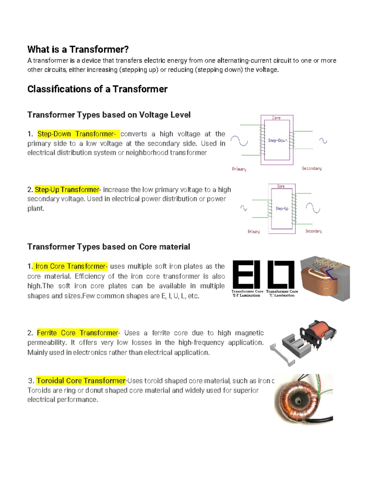 Transformer Notes - What is a Transformer? A transformer is a device ...