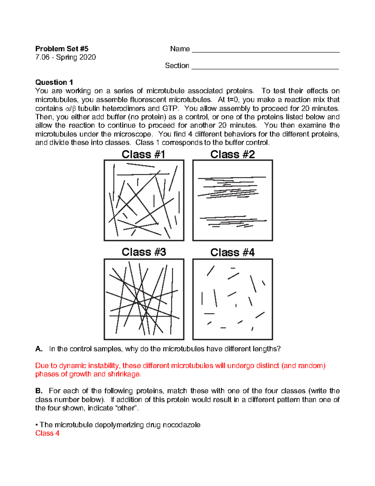 Questions on Problem Set 5 and answers - Problem Set #5 Name
