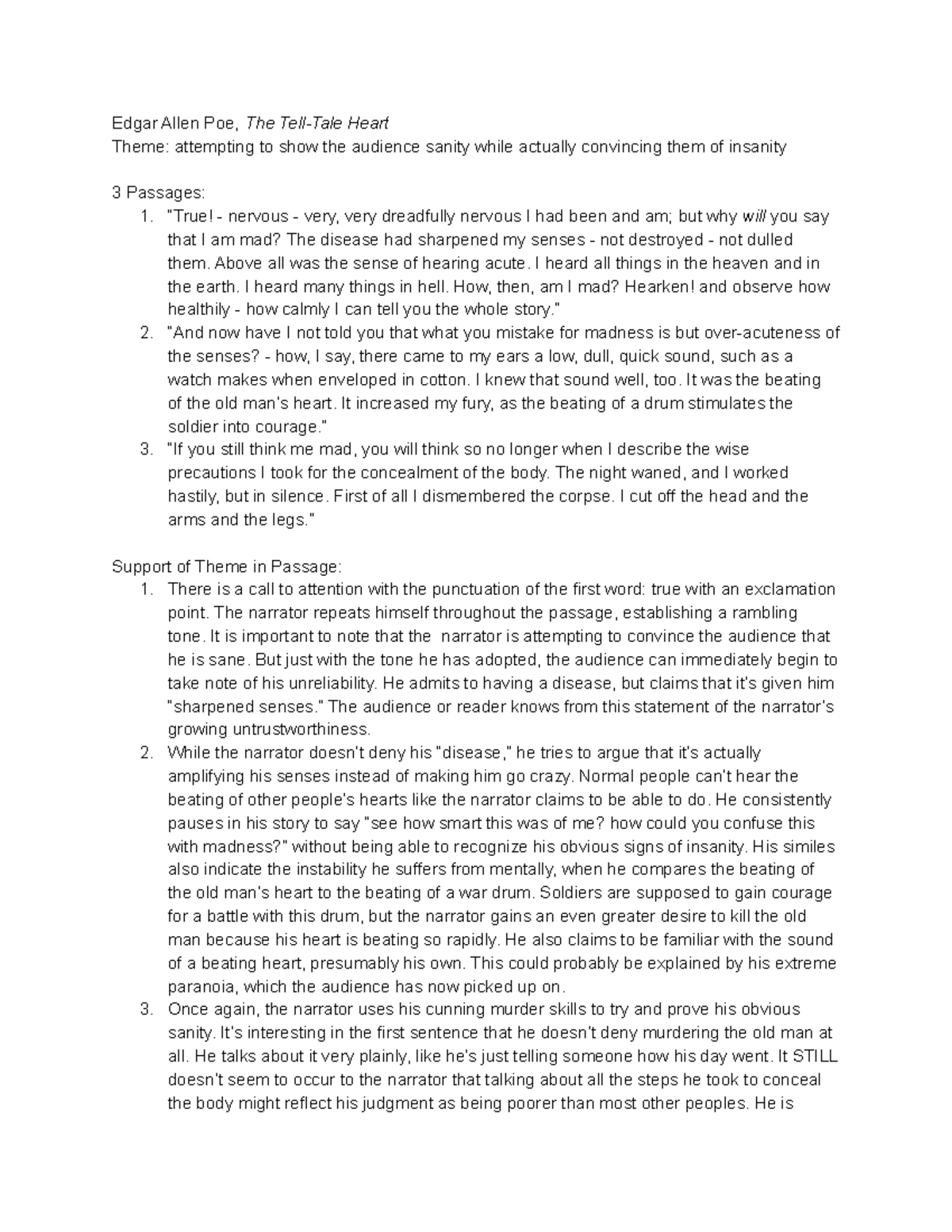 Enl 003: in-class assignment #5 - Edgar Allen Poe, The Tell-Tale Heart ...