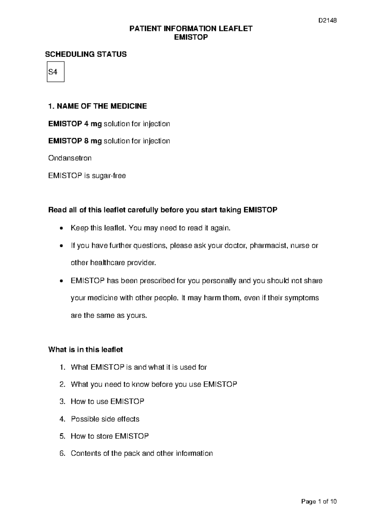 Emistop-D2148-08082020 - PATIENT INFORMATION LEAFLET EMISTOP SCHEDULING ...