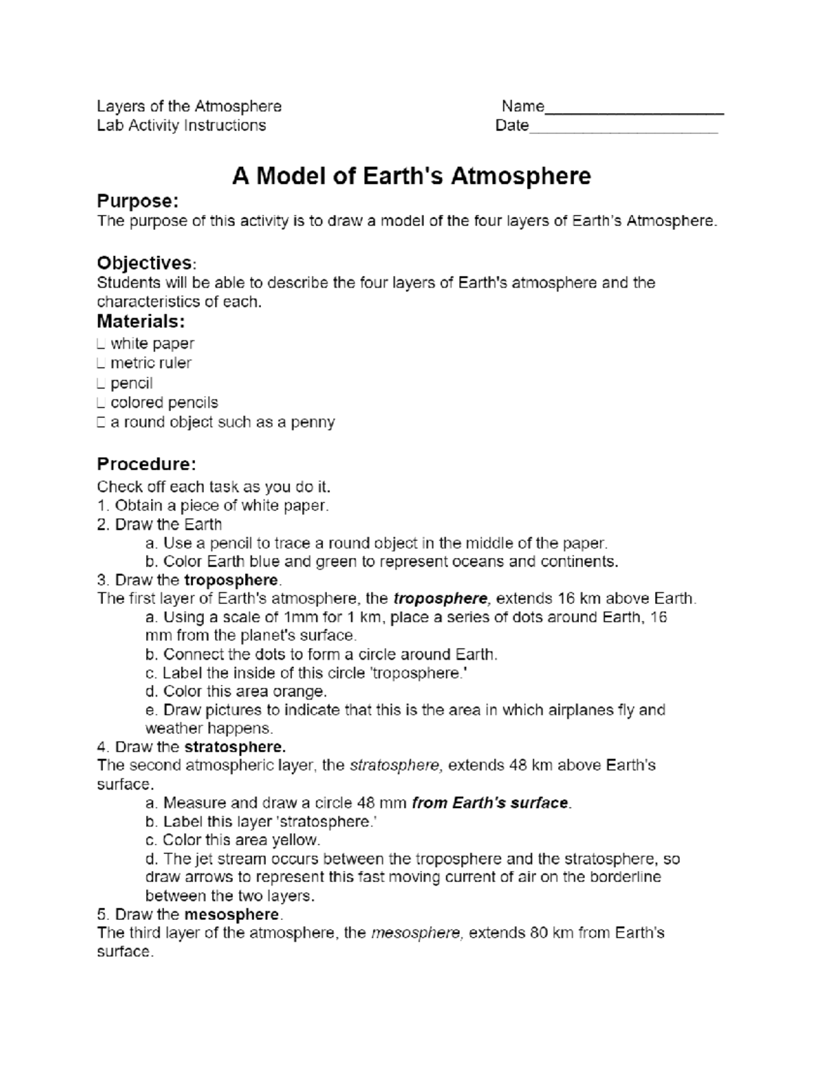 Layers of the Atmosphere mini-project - Studocu