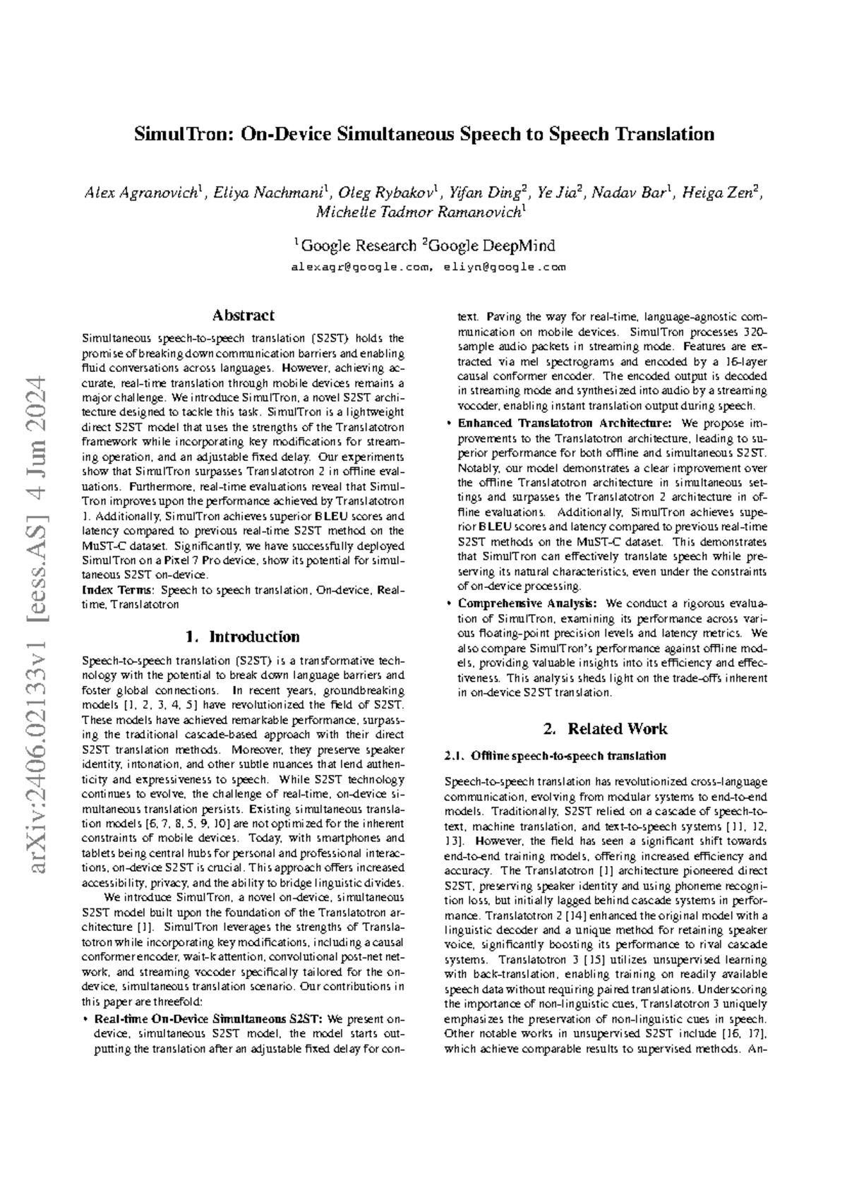 Simul Tron On-Device Simultaneous Speech to Speech Translation ...