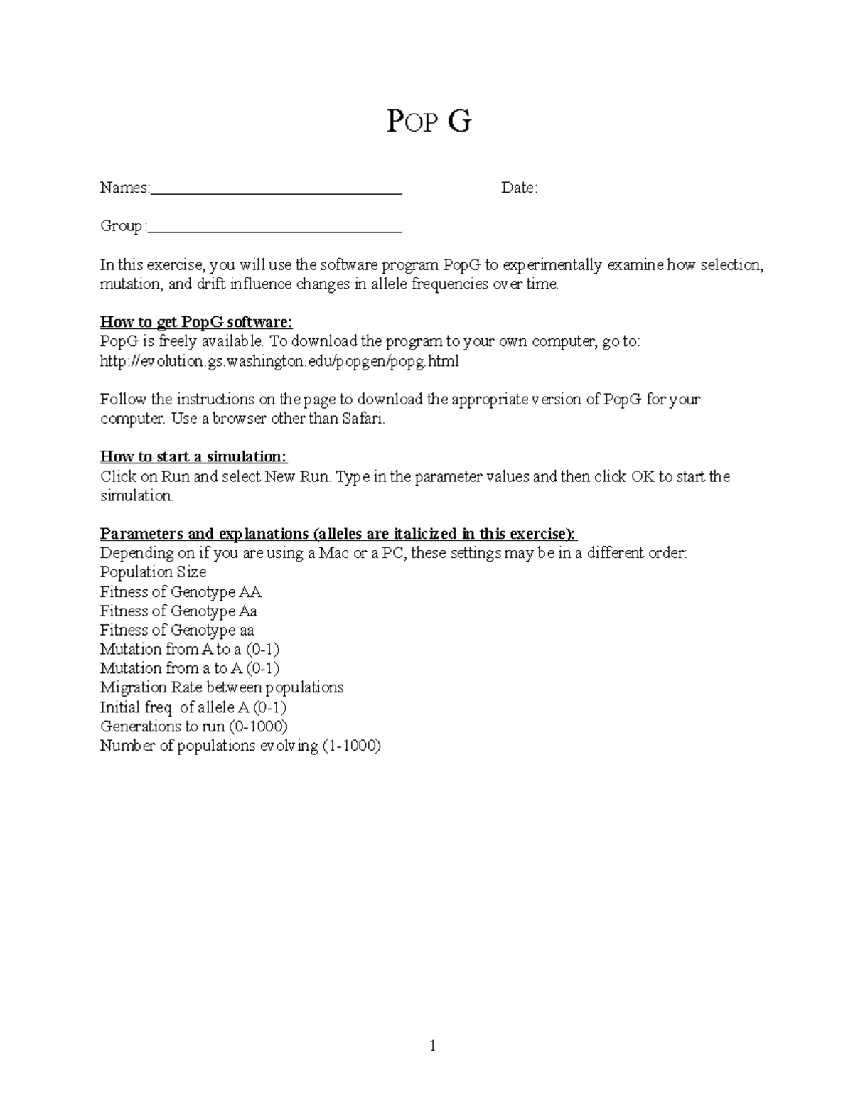 Pop G Homework POP G Names Date Group In This Exercise You Will