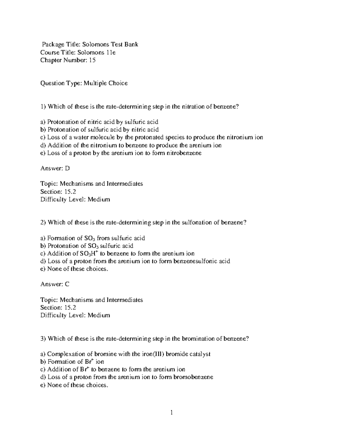 Organic Chemistry II Chapter 15 Practice Material - Package Title ...