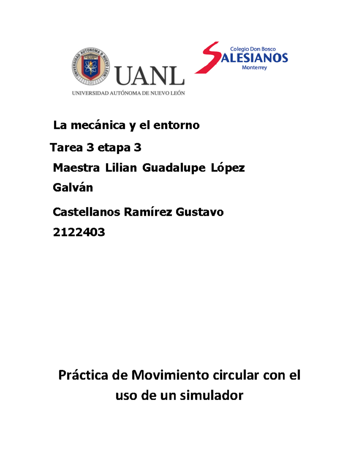 Requisito 3 La mecanica - La mec·nica y el entorno Tarea 3 etapa 3 ...