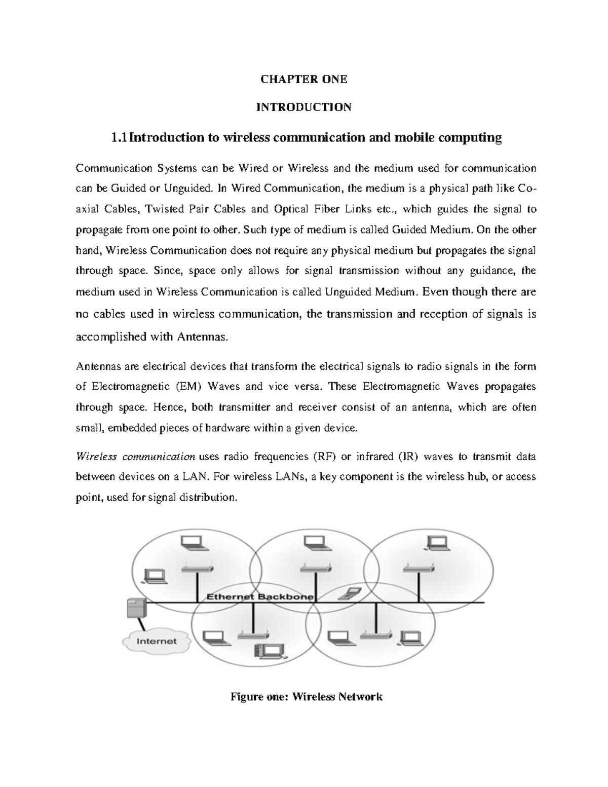 Chapter ONE - introduction to wireless communication - CHAPTER ONE INTRODUCTION 1 to wireless ...